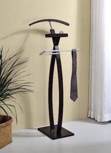 kb designs - modern wood/metal suit tie valet stand rack, clothing organizer, walnut