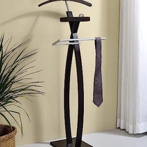 KB Designs - Modern Wood/Metal Suit Tie Valet Stand Rack, Clothing Organizer, Walnut