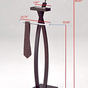 KB Designs - Modern Wood/Metal Suit Tie Valet Stand Rack, Clothing Organizer, Walnut