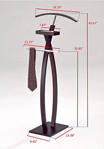 KB Designs - Modern Wood/Metal Suit Tie Valet Stand Rack, Clothing Organizer, Walnut