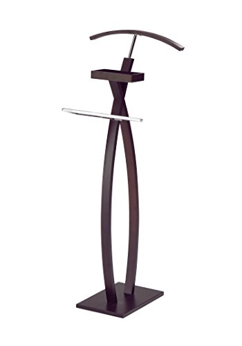 KB Designs - Modern Wood/Metal Suit Tie Valet Stand Rack, Clothing Organizer, Walnut