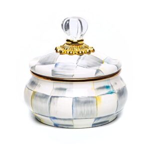 mackenzie-childs sterling check squashed pot, cute tea storage, flour or sugar container