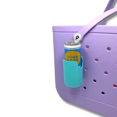 BAGLETS - Can Drink & Water Bottle Holder Charm Accessory Compatible with Bogg Bags - Keep Bottles or Drink Cans Handy with your Tote Bag - Fits Inside or Outside of the Bag – Made in USA - Teal