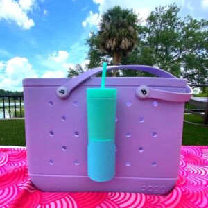 BAGLETS - Can Drink & Water Bottle Holder Charm Accessory Compatible with Bogg Bags - Keep Bottles or Drink Cans Handy with your Tote Bag - Fits Inside or Outside of the Bag – Made in USA - Teal