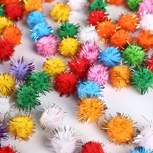 Colored Glitter Balls Pompom Furry Balls Christmas Pom Poms DIY Pompones Craft Supplies Handmade Decoration Materials