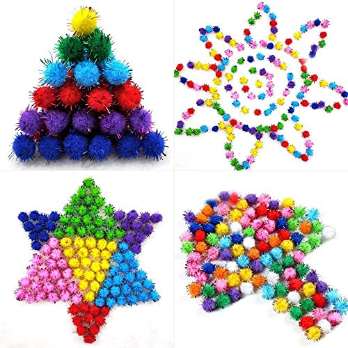 Colored Glitter Balls Pompom Furry Balls Christmas Pom Poms DIY Pompones Craft Supplies Handmade Decoration Materials