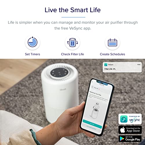 LEVOIT Air Purifier for Home Large Bedroom & Air Purifiers for Home Large Room, Smart WiFi Alexa Control, H13 True HEPA Filter, White