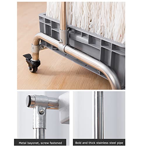 WXZX Broom Holder Organizer,Broom And Mop Put Wet Mops Movable Floor-Mounted Rack Floor Standing Cleaning Tool Cart Storage,5 Racks 6 Hooks,For Garden Garage Schools,Hospitals,Factories,Hotels