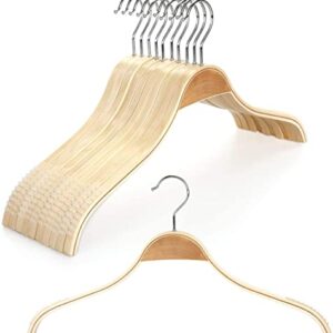 Koobay Premium Hanger 17" Natural Eco Wood Hangers for Closet, with Extra Soft Non Slip Rubber Grips Saving Space Hangers for Coat Clothes Camisole,Closet Organizer 30 Pack