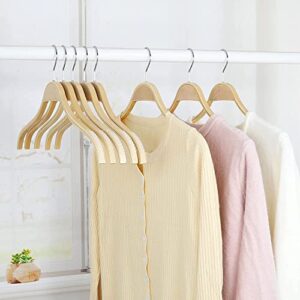 Koobay Premium Hanger 17" Natural Eco Wood Hangers for Closet, with Extra Soft Non Slip Rubber Grips Saving Space Hangers for Coat Clothes Camisole,Closet Organizer 30 Pack