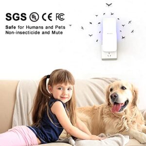 Mosalogic Flying Insect Trap Plug-in Mosquito Killer Indoor Gnat Moth Catcher Fly Tapper with Night Light UV Attractant Catcher for Home Office White-1PACK