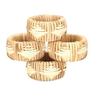 Napkin Ring Set of 4, Napkin Rings,Christmas Napkin Ring,Wedding Napkin Rings, Thanksgiving,Dining Napkin Rings with Plastic & Jute,Loving Napkin Ring- Natural White