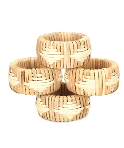 Napkin Ring Set of 4, Napkin Rings,Christmas Napkin Ring,Wedding Napkin Rings, Thanksgiving,Dining Napkin Rings with Plastic & Jute,Loving Napkin Ring- Natural White