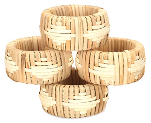 Napkin Ring Set of 4, Napkin Rings,Christmas Napkin Ring,Wedding Napkin Rings, Thanksgiving,Dining Napkin Rings with Plastic & Jute,Loving Napkin Ring- Natural White