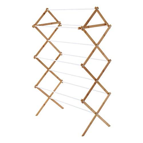 Deahun Mainstays Space-Saving Collapsible Bamboo Laundry Drying Rack