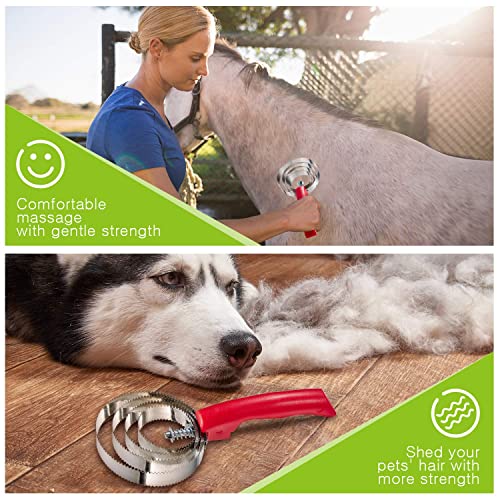 ZHYYLFF Double-Sided Stainless Steel Curry Comb for Horse—Curry Comb—Horse Brush for Grooming—Deshedding Brush for Cleaning the Hair and Dirt of Horses, Cattle and Dogs.(Red)