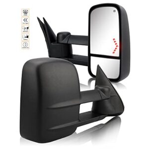 Siziom Towing Mirrors for 2003-2007 Chevy Silverado Tow Mirrors, GMC Sierra Tahoe Suburban Yukon Rear View Side Mirror with Power Heated Adjusted Glass Turn Arrow Signal Light