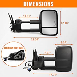 Siziom Towing Mirrors for 2003-2007 Chevy Silverado Tow Mirrors, GMC Sierra Tahoe Suburban Yukon Rear View Side Mirror with Power Heated Adjusted Glass Turn Arrow Signal Light