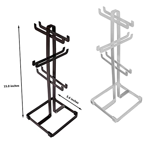 YEMUNY Mug Holder Stand 12 Hooks, Mug Tree Cup Stemware Storage Racks for 6 Wine Glasses (Brown)