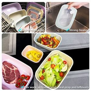 DONDON Food Containers Plastic Silicone With Lids Airtight for Lunch Box Rectangle Food Storage Container Set of 4 For fridge Freezer Colored