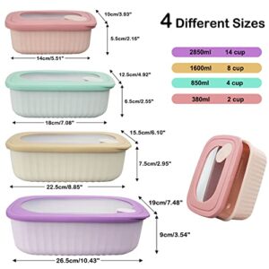 DONDON Food Containers Plastic Silicone With Lids Airtight for Lunch Box Rectangle Food Storage Container Set of 4 For fridge Freezer Colored