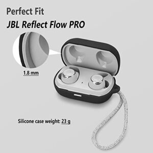 Geiomoo Silicone Case Compatible with JBL Reflect Flow Pro, Protective Cover with Carabiner (Black)