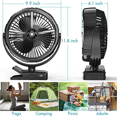 YONHISDAT Misting Fan Rechargeable 10000mAh Battery, 8-inch Mister Fan with Clip– 3 Speeds with Timer Function, 360° Rotatable Spray Fan for Camping, Home Office, Jobsite