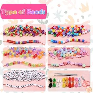 cridoz Bead Bracelet Making Kit, Bead Kits for Bracelets Making with Pony Beads, Polymer Fruit Clay Beads, Charm Beads, Letter Beads for Friendship Bracelets and Jewelry Making