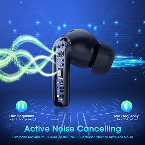 Active Noise Cancelling Wireless Earbuds, 40H &4 Microphone Call Noise Cancelling Bluetooth 5.2 Earubds, Light Weight Wireless Charging Case Wireless Earphone, Deep Bass IPX7 Touch Control Headphones