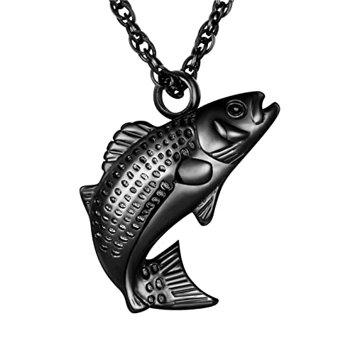 XIUDA Fish Urn Necklace for Ashes Cremation Necklace Ash Necklace for Men Women Fishing Locket Ashes Holder Keepsake Cremation Jewelry Memorial Pendant Necklace