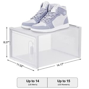 ANWBROAD XL Shoe Organizer Boxes with Aromatherapy Stick, Clear Shoe Boxes Stackable, Sneaker Storage Fit to US Size 14, Plastic Shoe Storage Containers Bins (14.17”x11.02”x8.27”)8 Pack