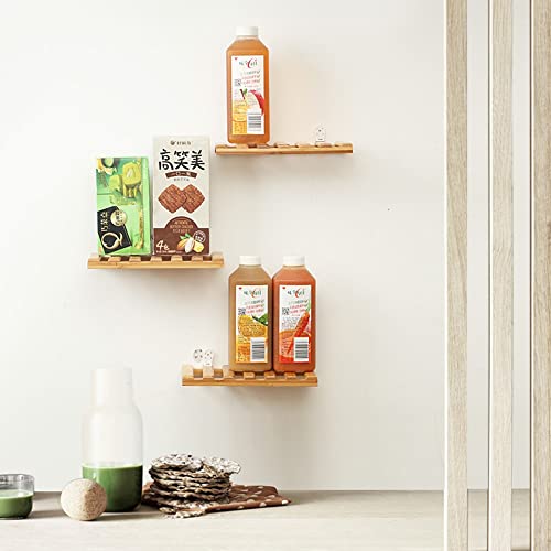 XZJMY 3Pcs Small Floating Shelves,Solid Bamboo Wall Hanging Rack Holder,Wall Storage Shelves for Small Decor, Compact Style Wall Shelf for Bathroom Livingroom Bedroom