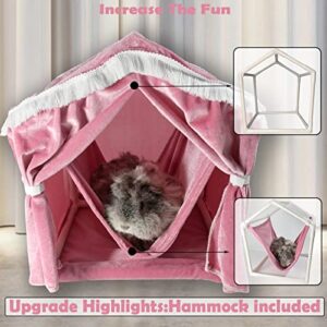 TTANFY Ferret Hideout Bed Extra Large Pink ,Washable, Guinea Pig Bed Small Animal Bed Hideout for Ferrets, Chinchillas, Dwarf