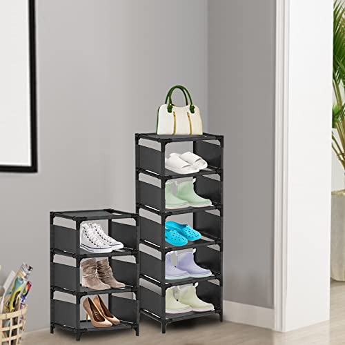 UrMsun 10 Tiers Vertical Shoe Rack, Tall Narrow Shoe Shelf Space Saving Shoe Organizer for Entryway Door Small Space Single Pairs Sturdy Shoe Shelf Storage Organizer (10 Tiers)