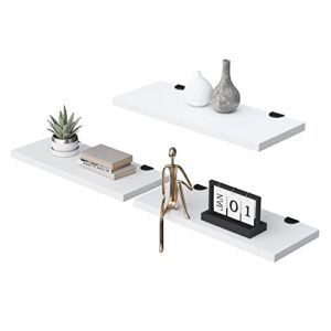 homaz life floating shelves wall mounted set of 3, storage decor shelves for living room bedroom garage hallway, white