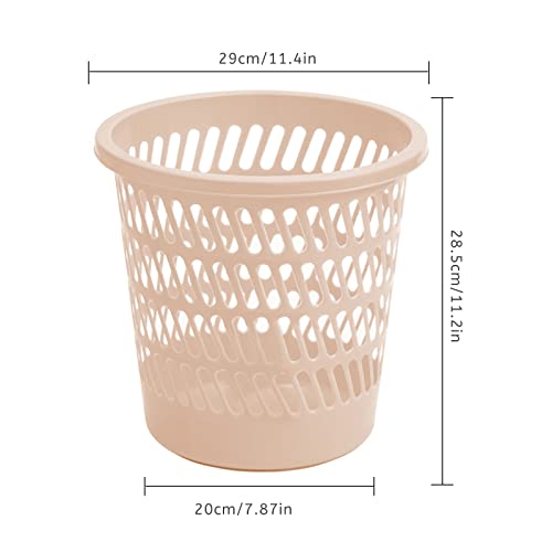 3 Pcs Plastic Mesh Waste Basket,4 Gallon Round Garbage Trash Can Light Wastebasket for Office Home Bedroom Bathroom Kitchen Dorm Room (Khaki)