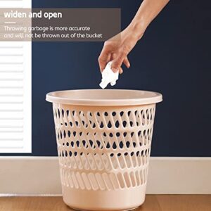 3 Pcs Plastic Mesh Waste Basket,4 Gallon Round Garbage Trash Can Light Wastebasket for Office Home Bedroom Bathroom Kitchen Dorm Room (Khaki)