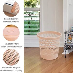 3 Pcs Plastic Mesh Waste Basket,4 Gallon Round Garbage Trash Can Light Wastebasket for Office Home Bedroom Bathroom Kitchen Dorm Room (Khaki)