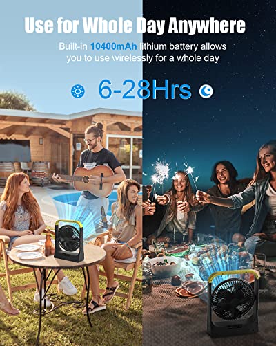 8-inch 10400mAh Battery Operated Fan(up to 28Hrs work time) - Portable Fan Rechargeable - USB Personal Desk Fan - Battery Powered Fan use for Bedroom, Desktop, Table, Office, Camping, and Outdoor