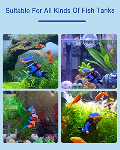 SUPTEC 2-Pack Floating Fish Tank Decorations Cute Little Diver Aquarium Decoration Aquarium Accessories Fish Playmate for Fish Tank Suitable for All Kinds of Fish and Fish Tanks Swimming Pool