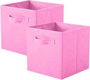 shellkingdom storage bins, foldable fabric storage cubes and cloth storage organizer drawer for closet and toys storage, 2 pack (pink)