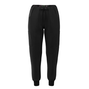 stretch rib scrubs jogger pants - pandamed women full elastic waistband jogger pants drawstring nursing uniforms pants psp740 black m