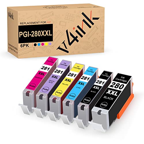 v4ink PGI280XXL CLI281XXL Compatible Replacement for Canon 280XXL 281XXL Ink for Canon Pixma TS6100 TS702 TR7520 TS8200 TR8620 TS9521C TS9500 TR8520 TR8500 Printer - Without Photo Bule