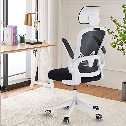 ZXBEER Office Chair Ergonomic Desk Chair Lumbar Support Height Adjustable Computer Chair with Flip-up Armrests, Mesh High Back, and 360° Rocking Function Swivel Task Chair for Home Office