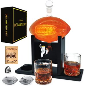 football whiskey decanter set with glasses spout football chiller,whiskey decanter sets for men,tequila liquor decanter whiskey set bourbon gifts for men gifts for dad gifts for boyfriend him husband