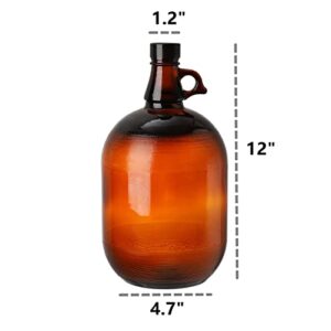 Dicunoy 1 Gallon Glass Jugs, Amber Fermenting Bottle with Seal Lid, 128oz Watter Bottle with Handle for Kombucha, Beer, Juice, Milk, Limoncello, Home Decoration, Change Jar, Farmhouse Flower Vase