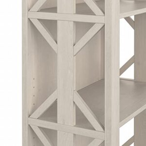 Bush Furniture Homestead 4 Shelf Farmhouse Bookcase in Linen White Oak