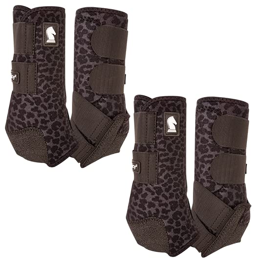 COOLHORSE Classic Equine Legacy2 4-Pack Protective Boots- Black Leopard (Medium)