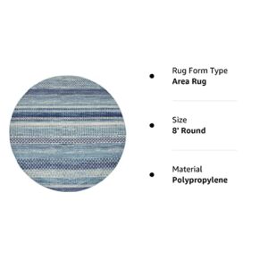 Nourison Passion Bohemian Navy Blue 8' x ROUND Area -Rug, Easy -Cleaning, Non Shedding, Bed Room, Living Room, Dining Room, Kitchen (8 Round)