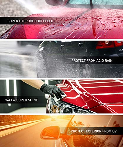 Super Shine Armor Supreme Quality Waterless Wash and Wax Ceramic Coating with Accessories - Clean Vehicle Exterior, Shine, and Protect from Rusting and Scratches with Long Lasting Hydrophobic Effect